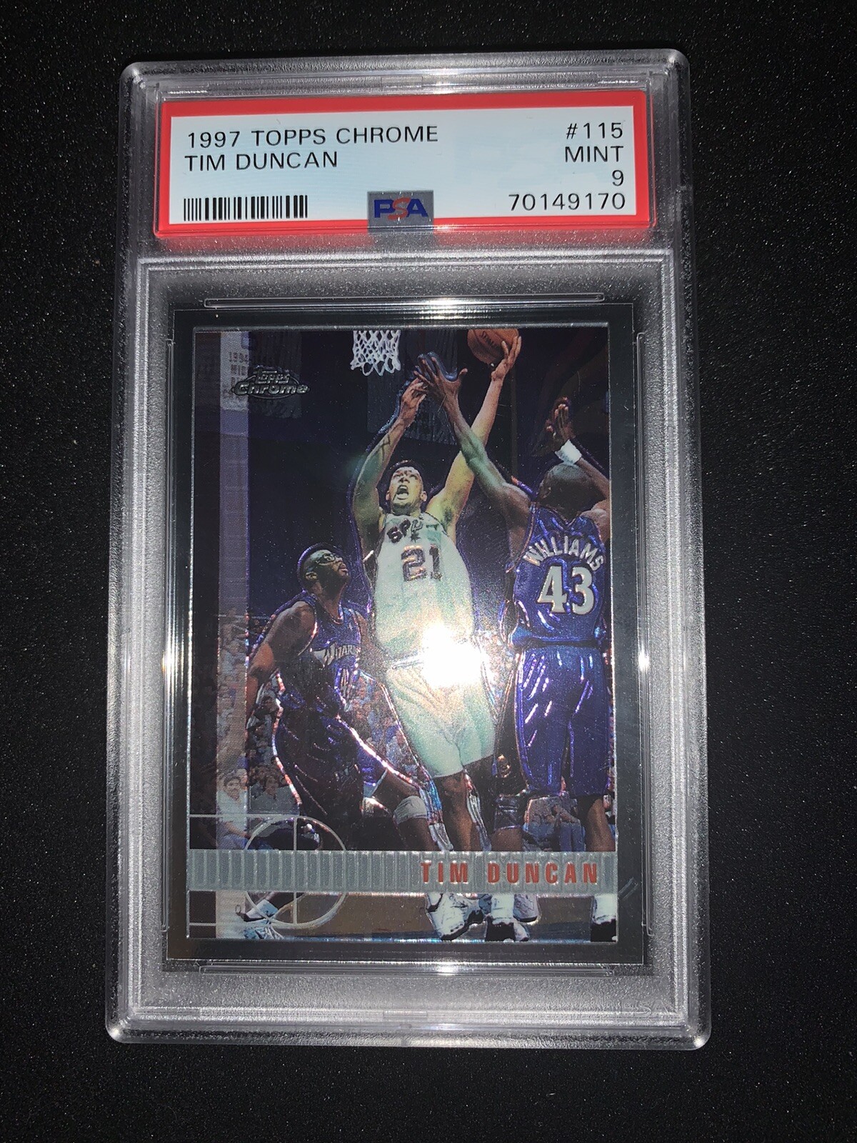 1997-98 TIM DUNCAN Topps Chrome #115 PSA 9 Rookie RC Spurs Mint | eBay