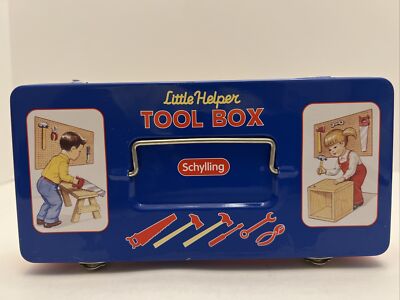 Schylling LITTLE HELPER TOOL BOX Handy Andy Tools Tin Metal Box Plus 4 ...