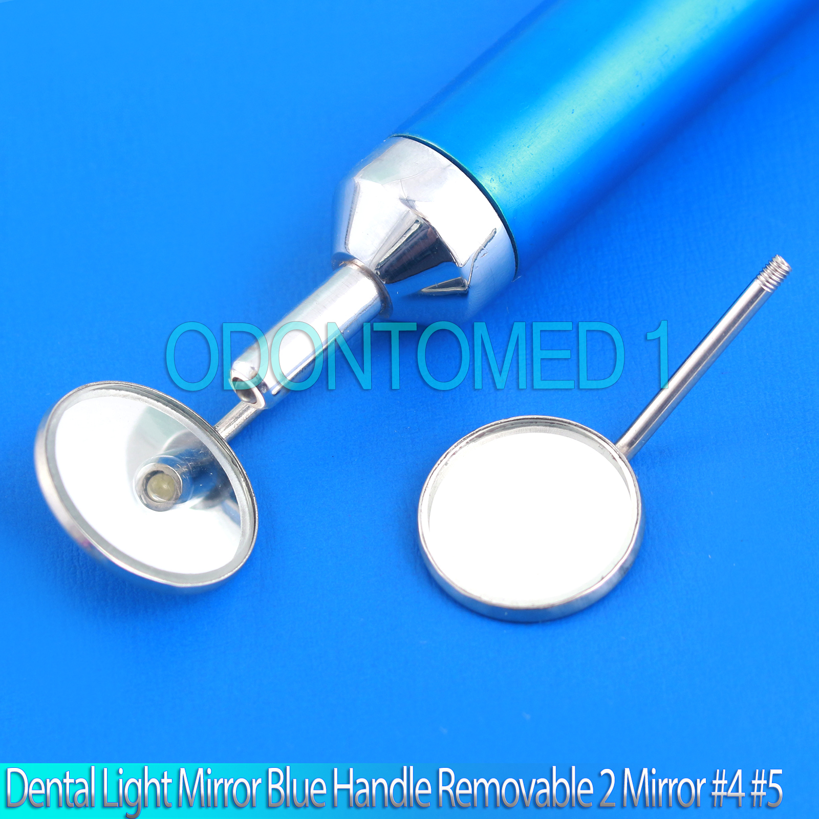 Dental Light Mirror Blue Handle Removable 2 Mirror #4 #5 Examination ...