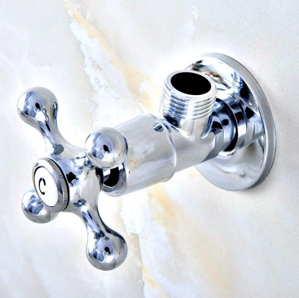 Modern Chrome Brass 1/2" x 1/2" Angle Stop Ceramic Valve 1/2" Male ...