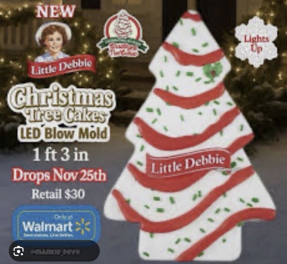 Little Debbie Snack Christmas Tree Cake LED Blow Mold Decor 22 Inch ...