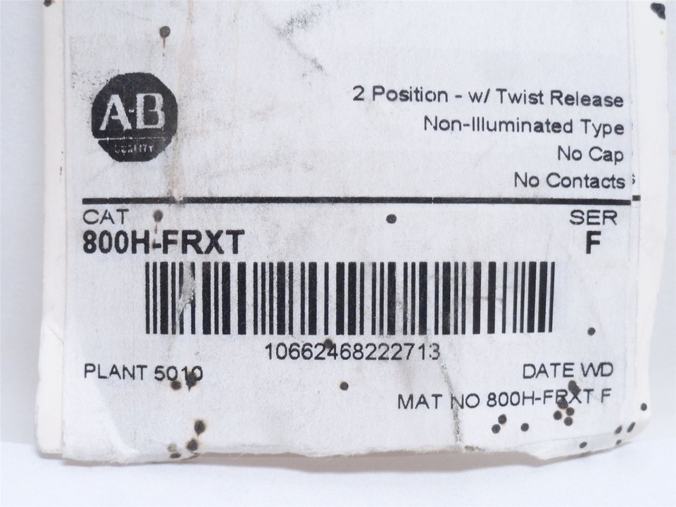 249240 New-No Box; Allen-Bradley 800H-FRXT Push/Pull Switch; -Position ...