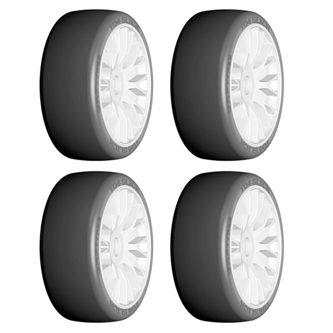 GRP GTJ04-XM7 1:8 GT T04 SLICK XM7 Medium Hard Tires w/20 Spoked White ...