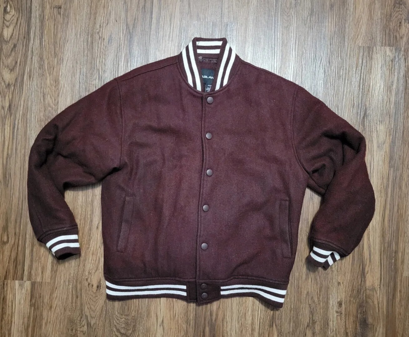 Burgundy Red Varsity Letterman Wool Jacket Heavy Wint… - Gem