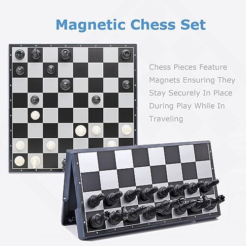 Upgrade Magnetic Travel Chess Set - Portable Mini Chess Set 7.6 Inches ...