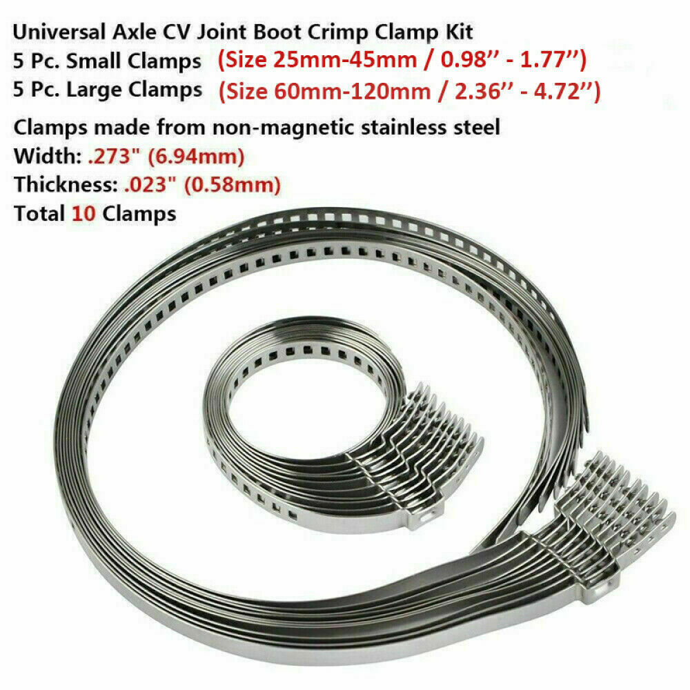 Universal CV Boot Clips Kit Stainless Steel Axle CV Joint Crimp Clamp ...
