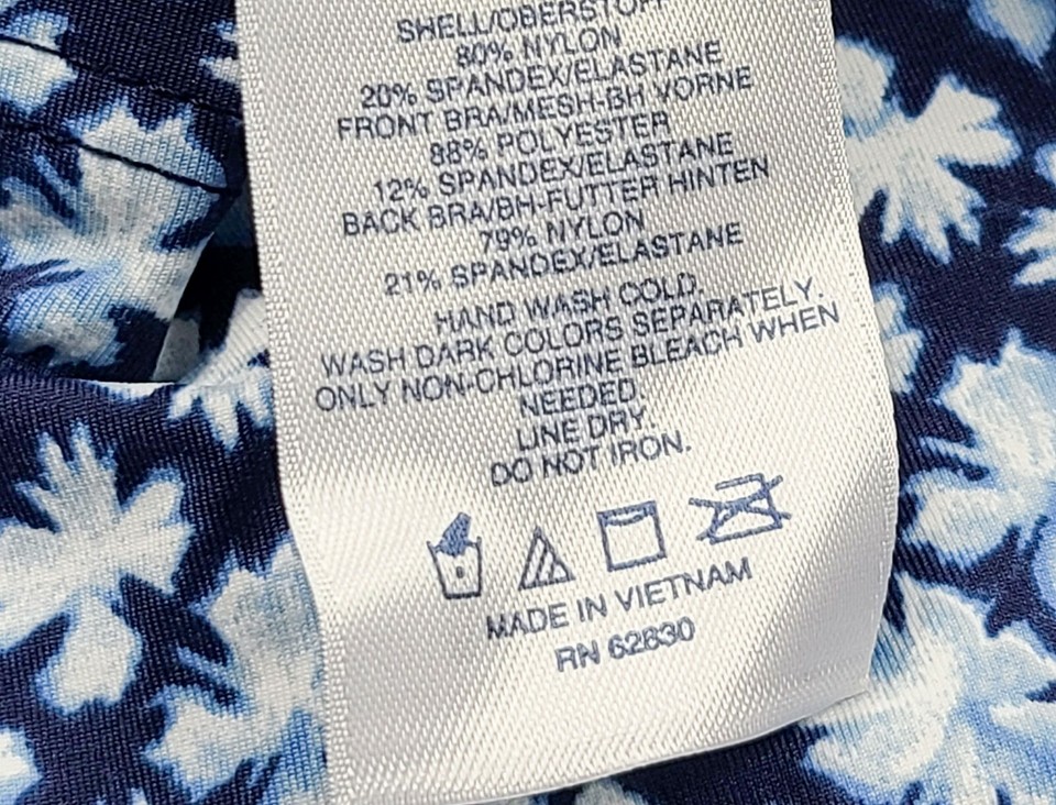 Lands' End sweetheart tankini top swim navy blue geometric print ...