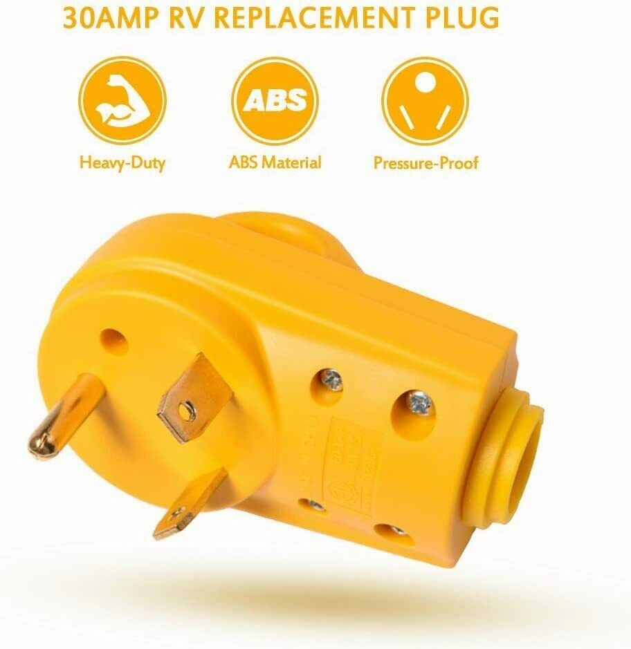 125V 30Amp Heavy Duty Male Plug RV Replacement with Ergonomic Handle ...