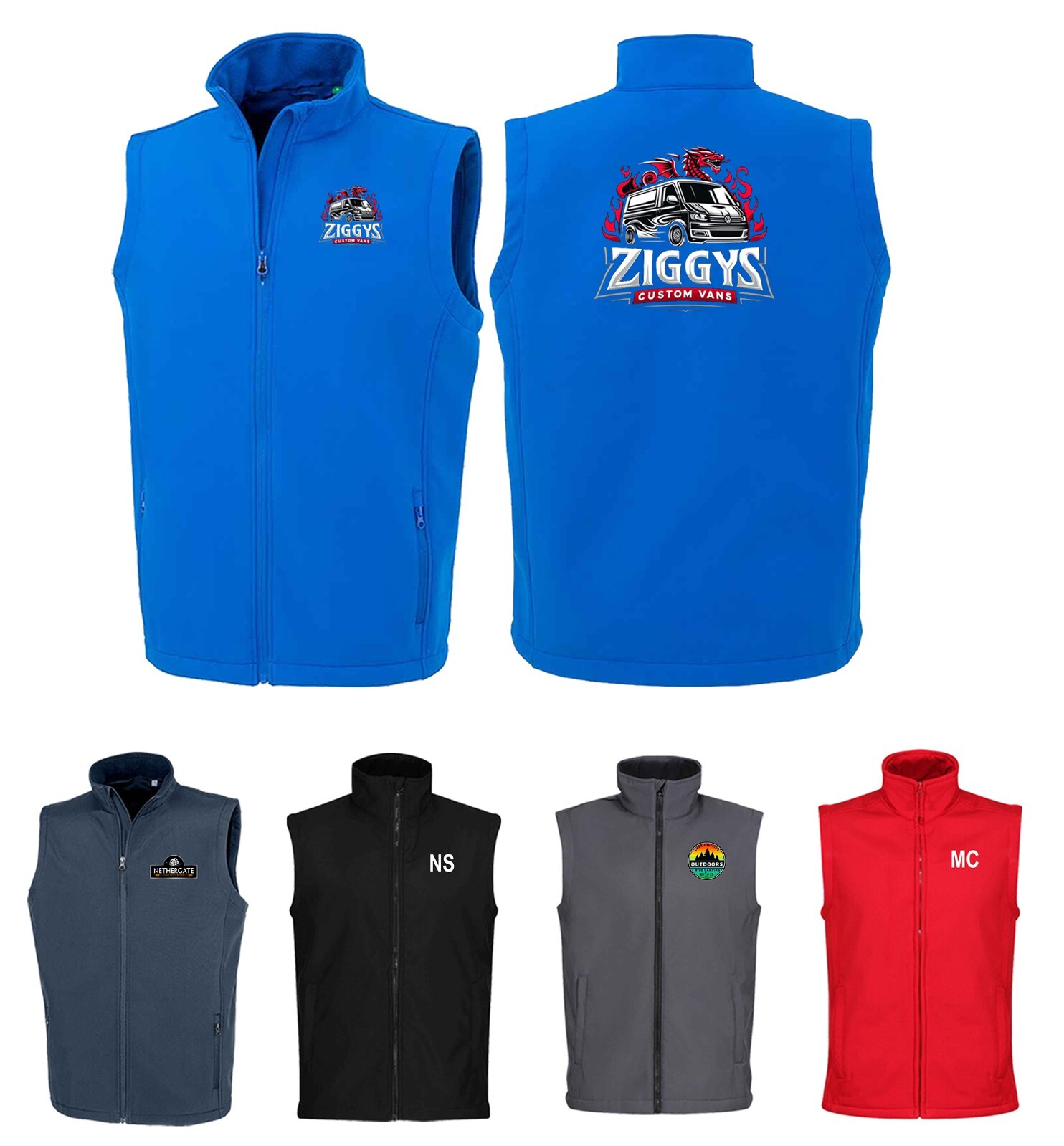 Personalised Printed Softshell Gilet Bodywarmer Workwear Custom Logo ...