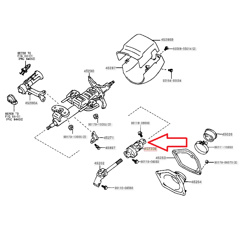Genuine Toyota Lexus RX300 Steering Shaft Universal Joint Assy 45230 ...
