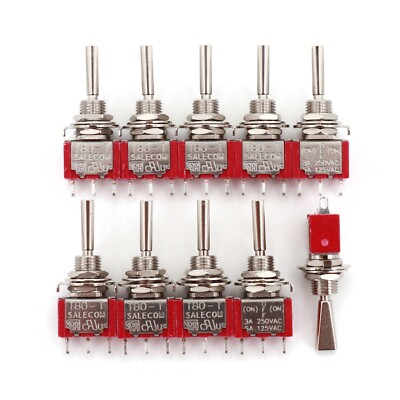 10Pcs SH T8014A-U Flat Handle 3-Pin Momentary MOM-OFF-MOM Mini Toggle ...