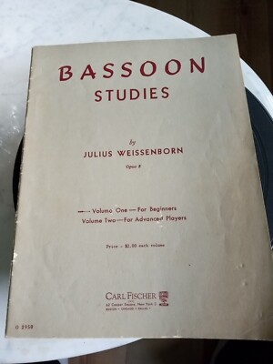Bassoon Studies Julius Weissenborn Opus 8 Vol. 1 For Beginners | eBay