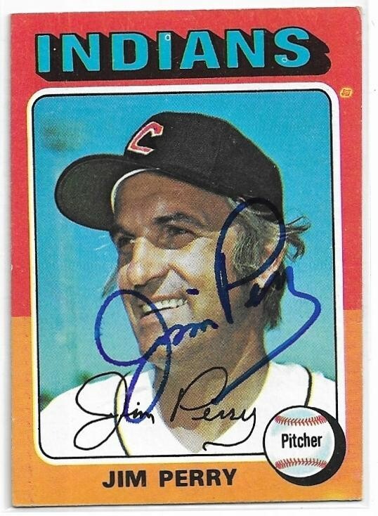 JIM PERRY Autographed Signed 1975 Topps Baseball card #263 Cleveland ...