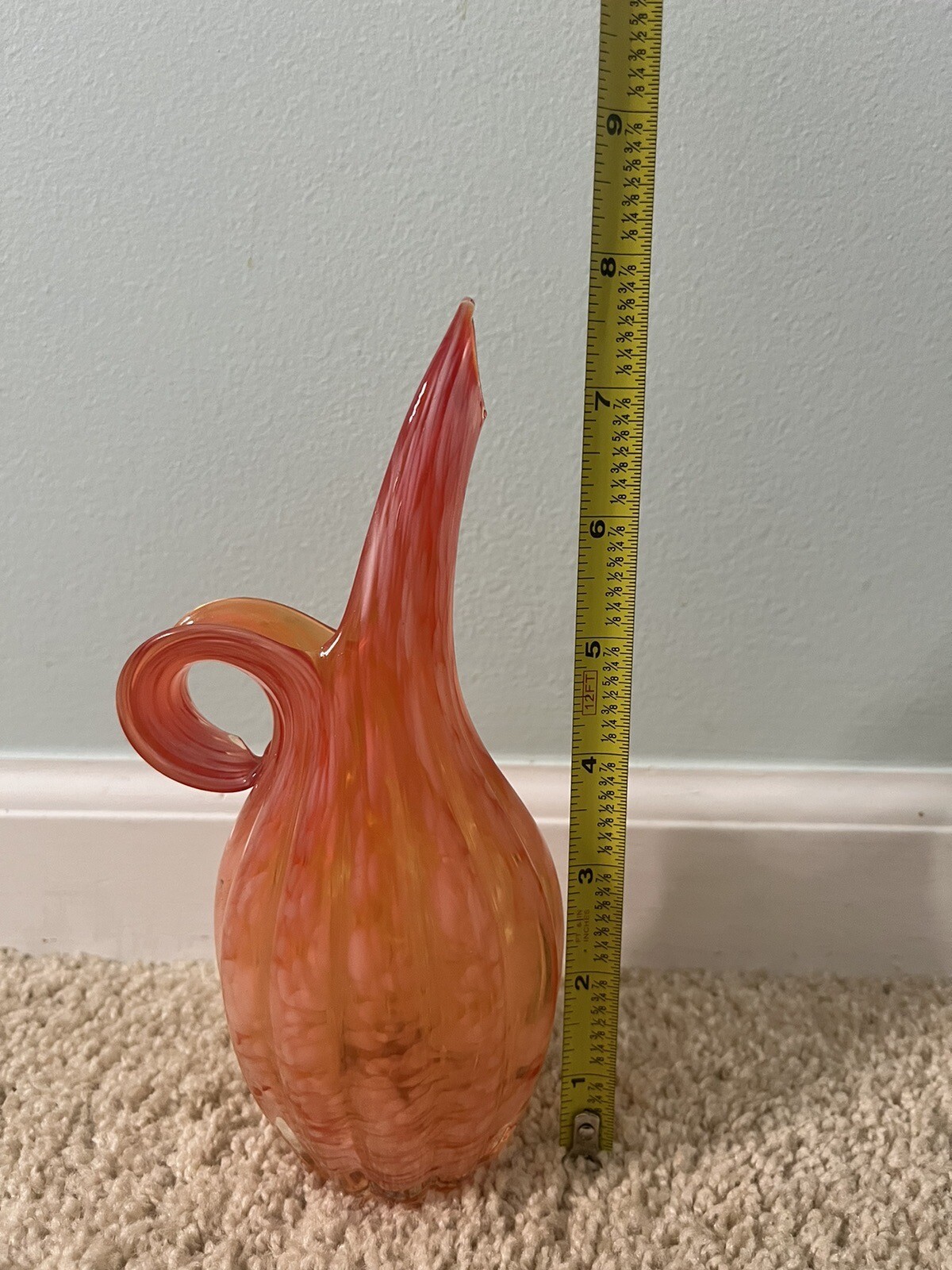 Vintage Orange Glass Pitcher Vase | eBay