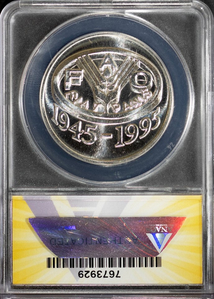 1995 Romania FAO 100 Lei Sterling Silver Coin MS 69 ANACS # 7673929 ...