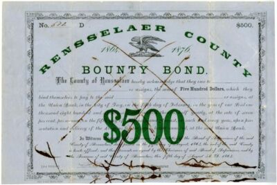 Rensselaer County Bounty Bond - $500 - Civil War | eBay