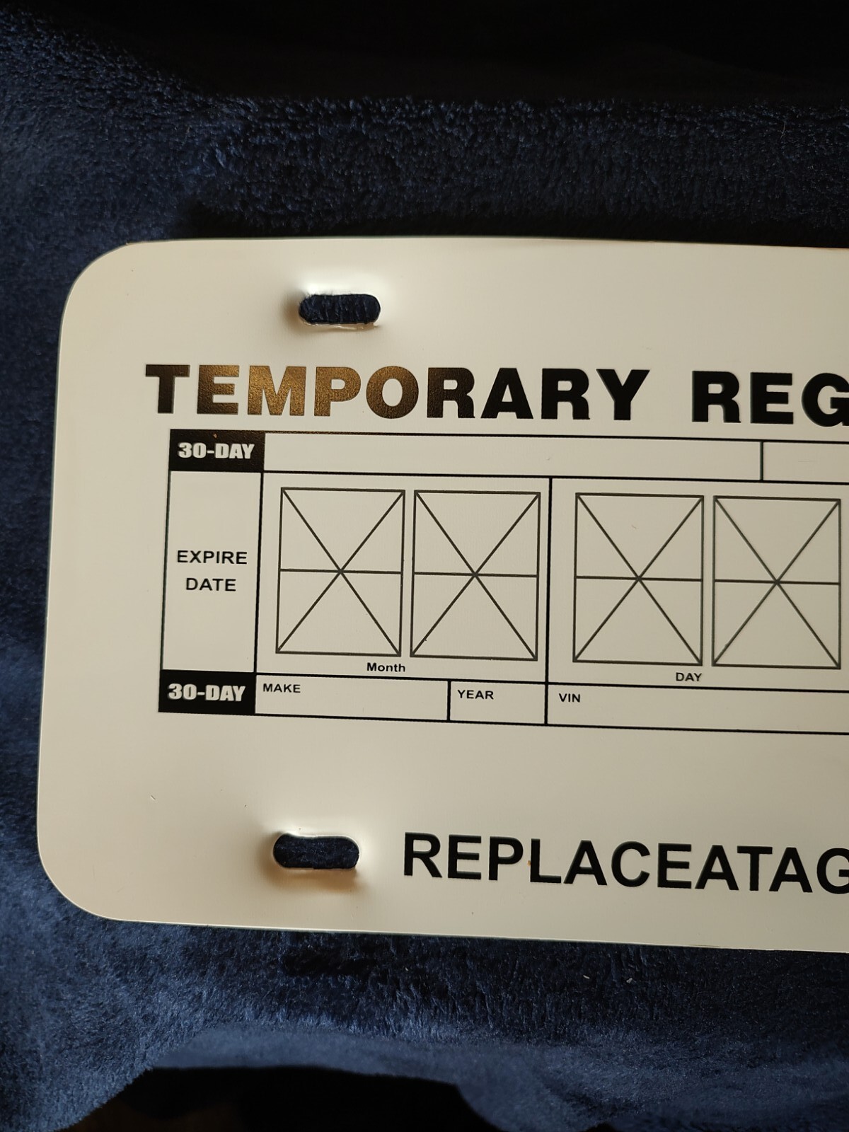 License Plate-30 Day Temporary Tag Replacement. Replace Lost Temp Tag ...
