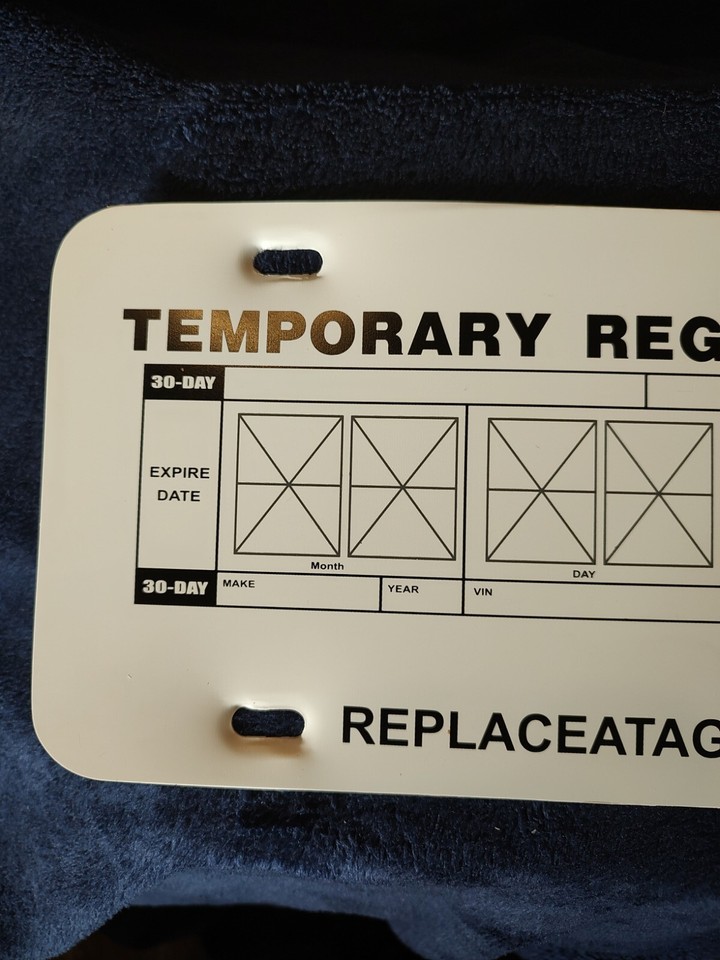 License Plate-30 Day Temporary Tag Replacement. Replace Lost Temp Tag ...