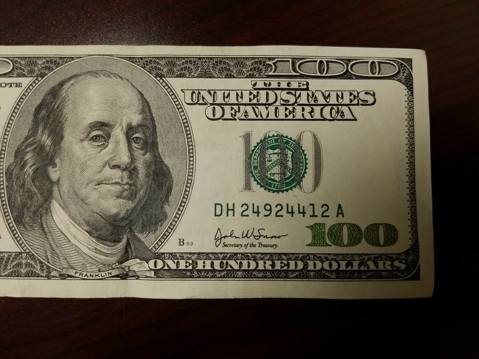 Series 2003 ~ US One Hundred Dollar Bill $100 ~ St. Louis ~ DH 24924412 ...