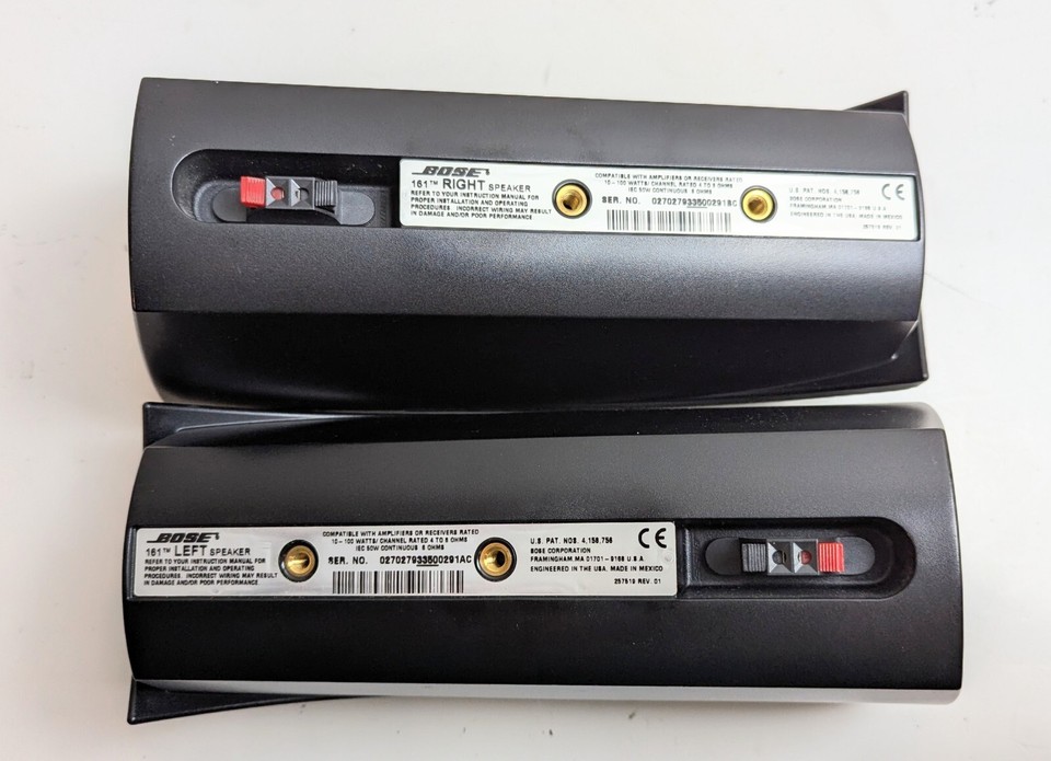 2 Bose 161 Bookshelf Surround Speakers Black 50W RMS 8 OHM Free ...