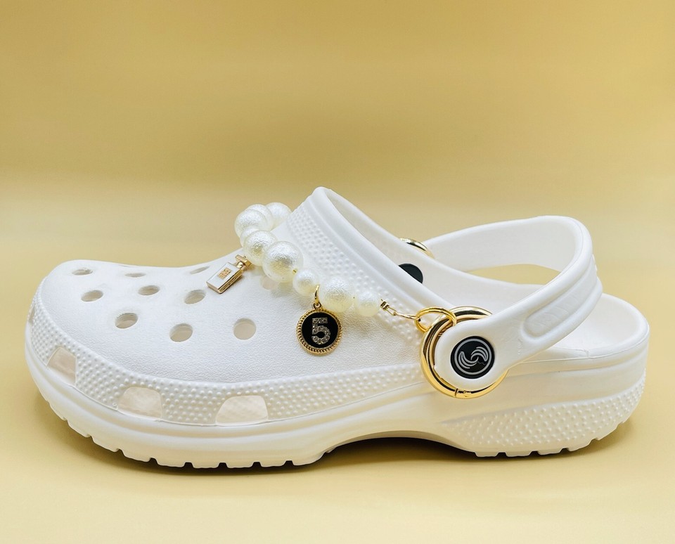 White Pearl Designer Crocs Chain Charms Or Similar Shoe. Shoe Chain ...