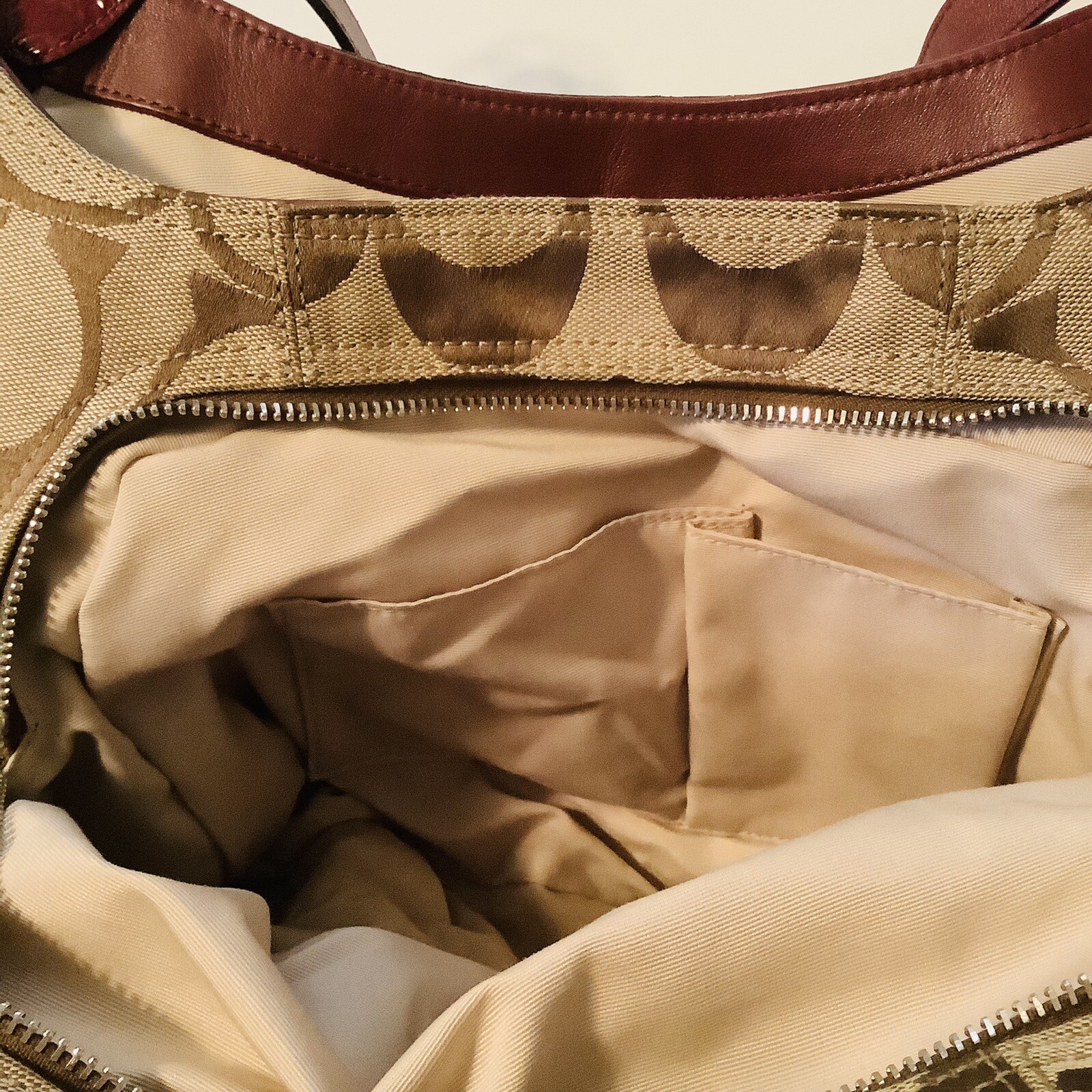 Coach Soho Red Handbag Brown Signature Canvas Leather… - Gem