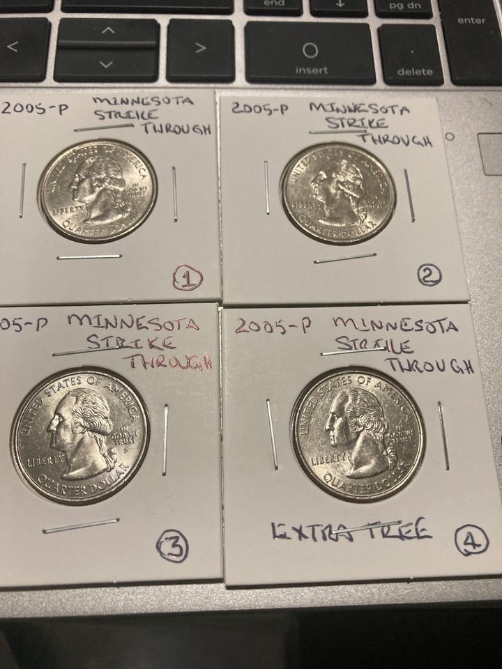 4 Different 2005 P Minnesota Quarters DDR- Strike Through Extra Trees ...