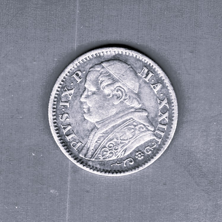 VATICAN - BEAUTIFUL HISTORICAL PIVS IX SILVER 10 SOLDI, 1868, KN# 1376 ...