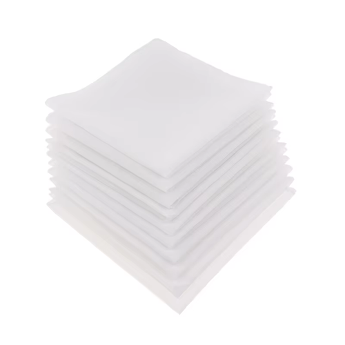 10Pcs Cotton Pocket Square White Solid Handkerchief Blank Chest Towel ...