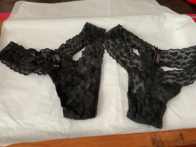 Victoria’s Secret 'The Lacie' Light Black Hearts Thong Vintage! OS 2 ...