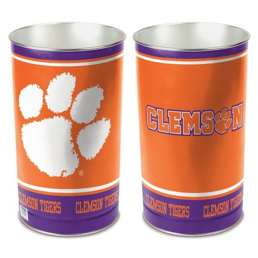 Clemson Tigers 15 Inch Metal Wastebasket [NEW] NCAA Trash Can Garbage ...