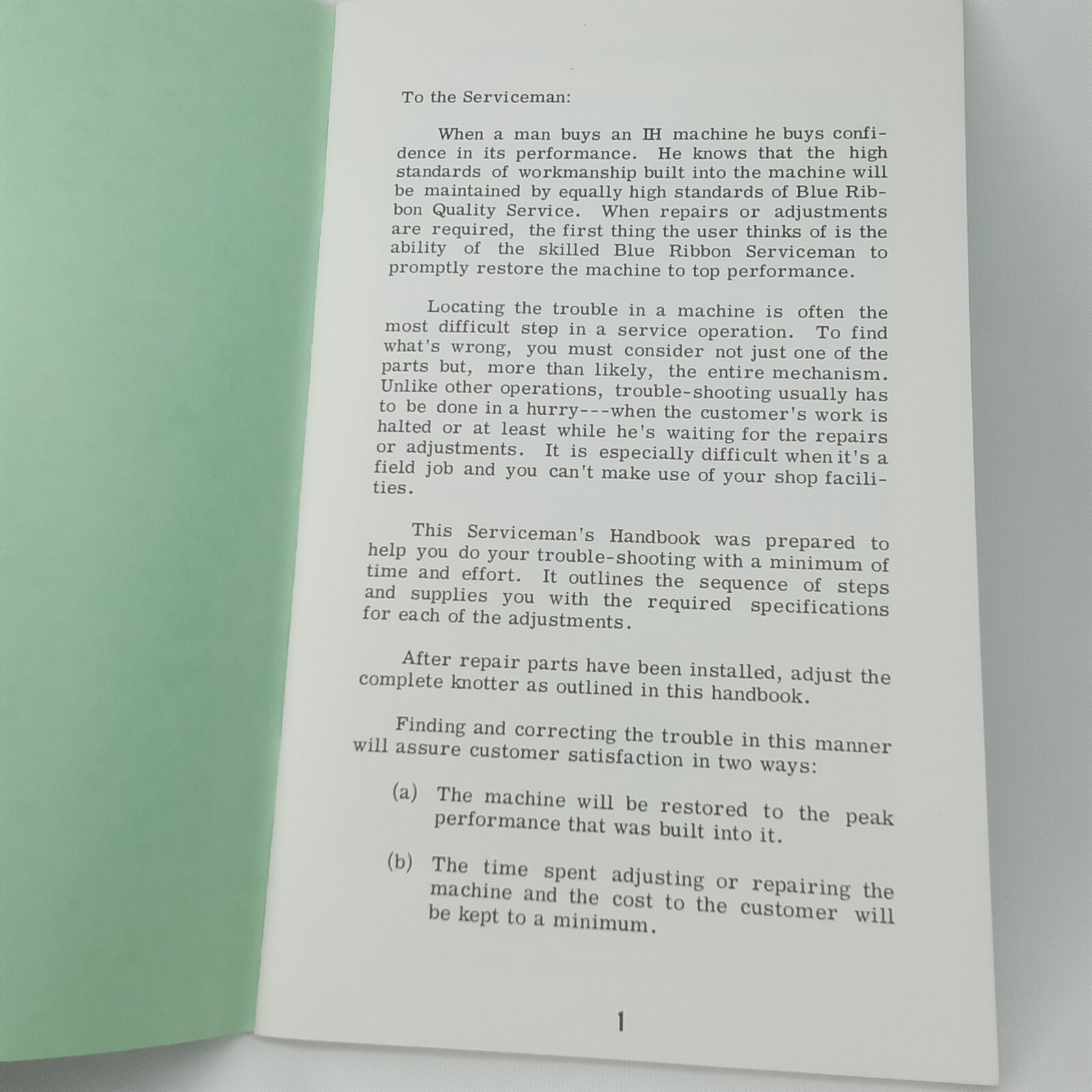 International Harvester Serviceman's Handbook Blue Ribbon Service Twine ...