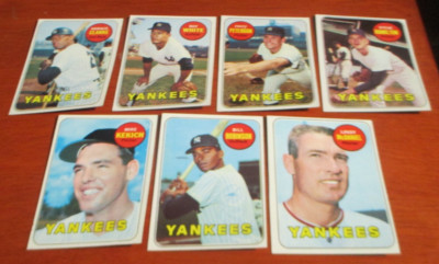 7) 1969 Topps NY Yankees baseball cards #25 Roy White #46 #69 #87 #191 ...