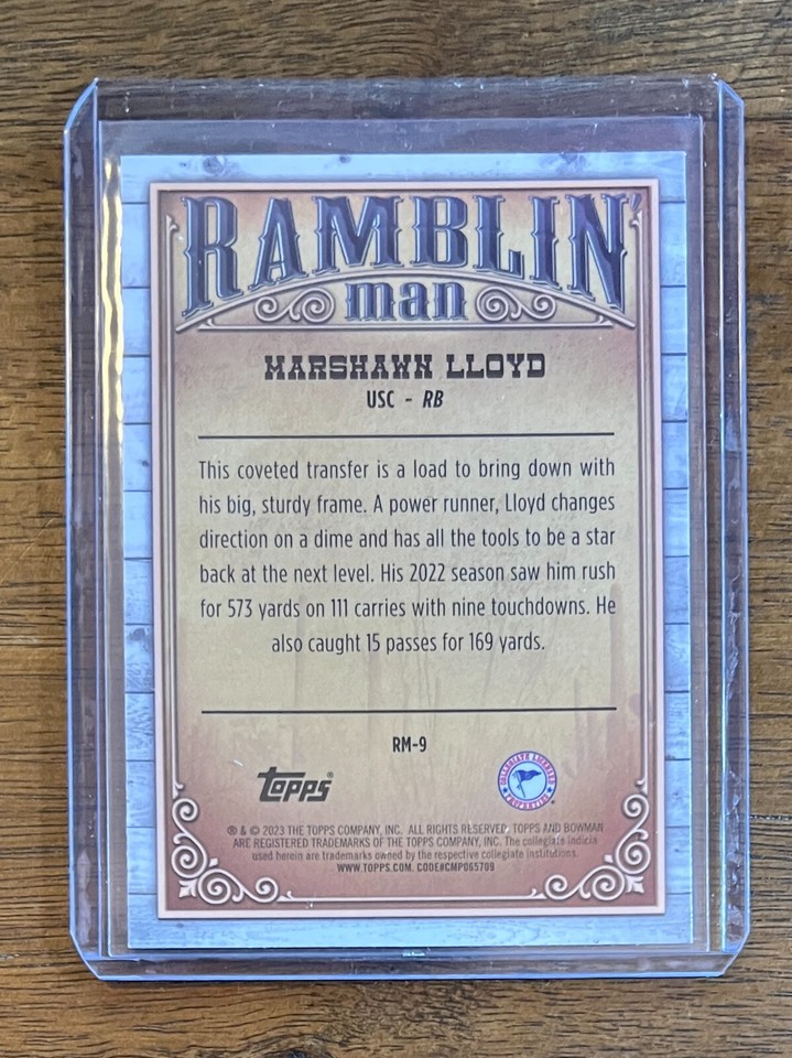 2023 Bowman Chrome U Football Ramblin Man Silver Harshawn Lloyd #RM-9 ...