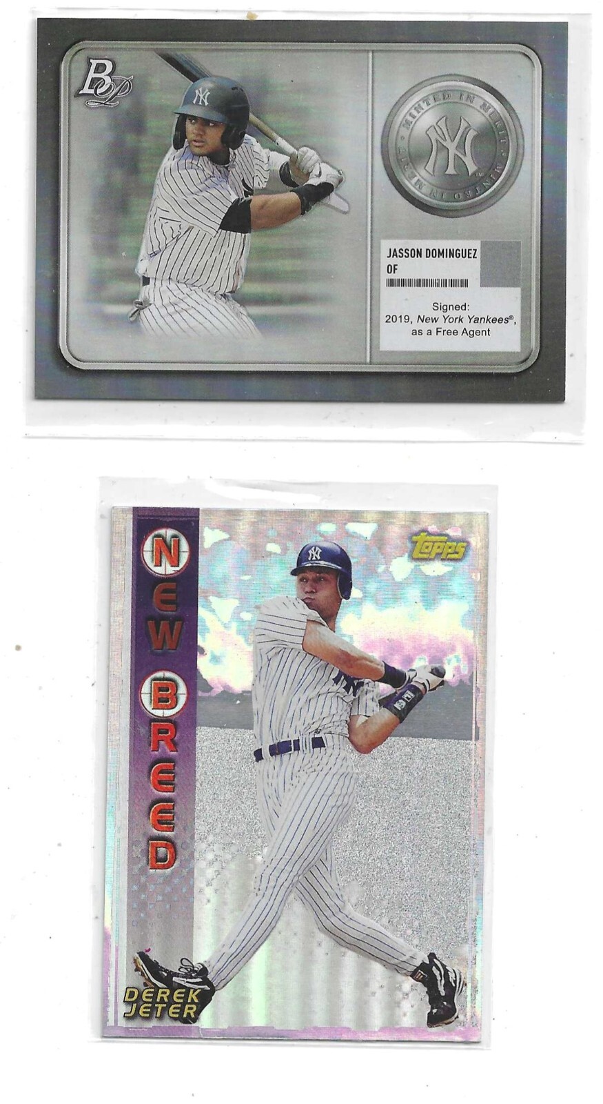 2022 Bowman Platinum Jasson Dominguez-1998 Topps-New Breed-Derek Jeter ...