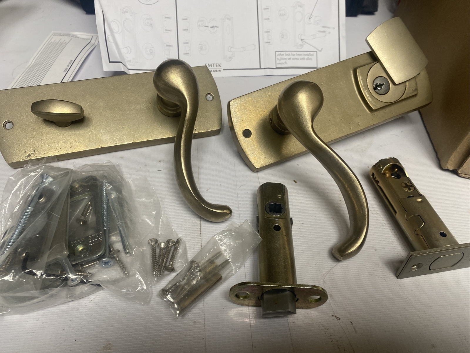 Emtek Rectangular 7-1/4” Lever Lock Set Door Decorative Deadbolt Assa ...