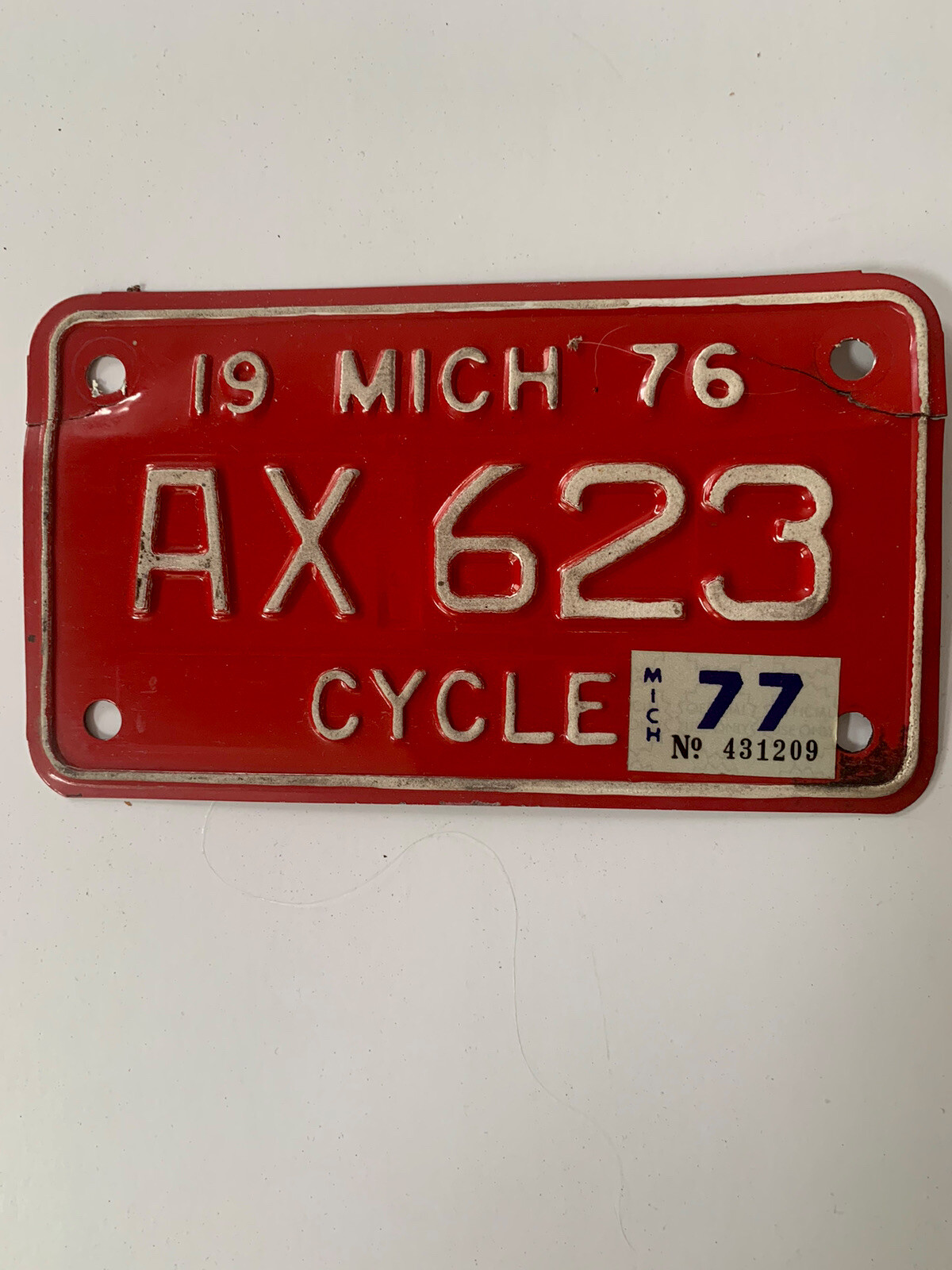 1976 1977 Michigan License Plate Motorcycle # AX 623 | eBay