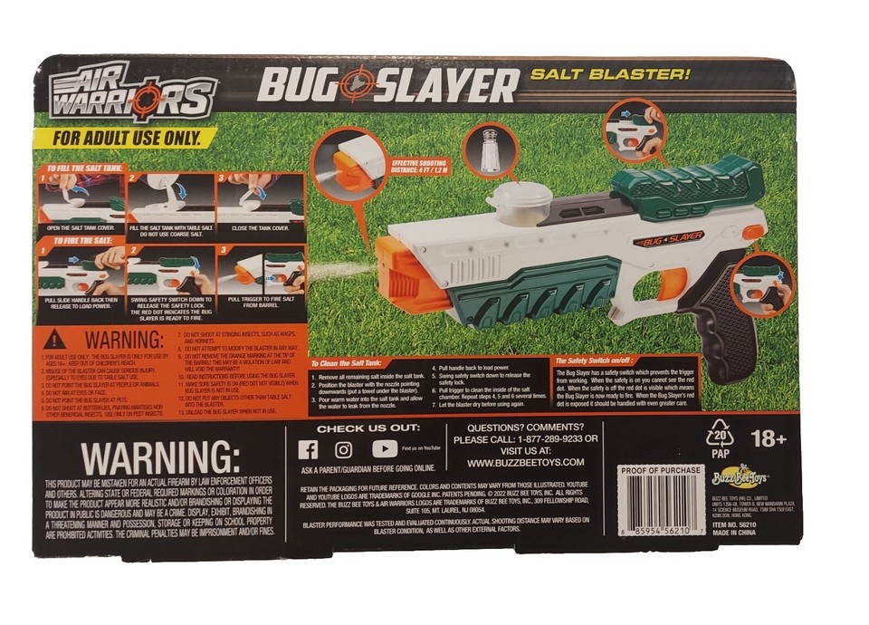 Bug Slayer Salt Blaster Bug Killer Fly Stopper Pistol Gun with Safety 🆕 ...
