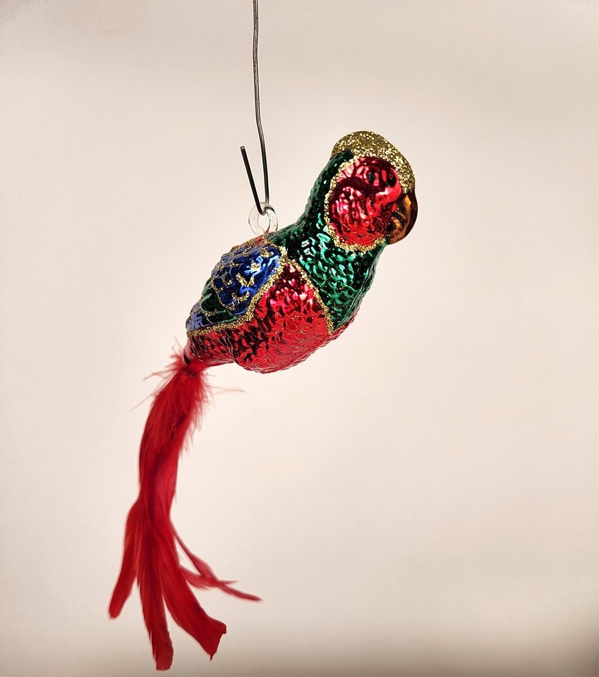 Vintage Glass Bird Parrot Christmas Ornament Feather Tail Annealed Hook ...