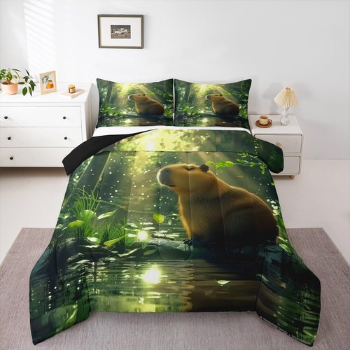 Kids Cute Beaver Twin Size Bedding Set, Wild Animal Comforter Set for ...