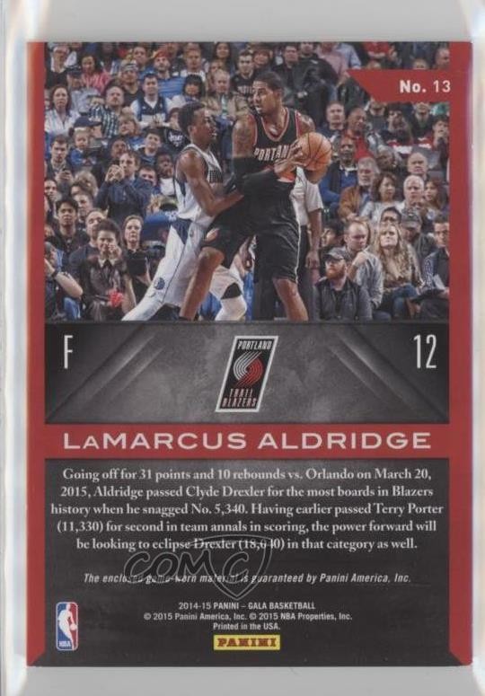 2014-15 Panini Gala Main Attraction Memorabilia /35 LaMarcus Aldridge ...