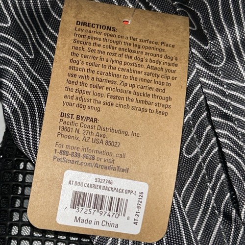 Arcadia Trail Backpack Dog Carrier Black White Large Padded Wide Base ...