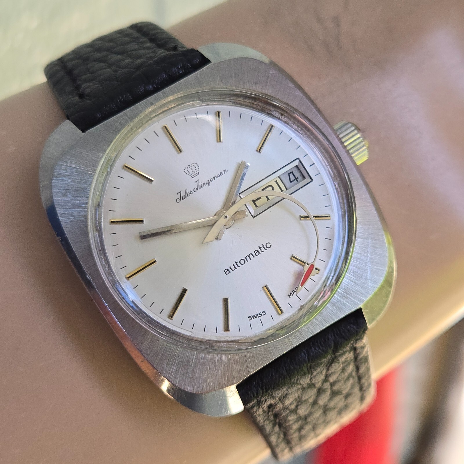 Vintage JULES JURGENSEN men's automatic watch day/date ETA 2788 swiss 1970s | eBay