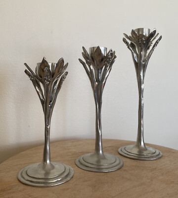 Castor Cooper MCM Pewter Candle Sticks Holder Brutalist Handmade ...