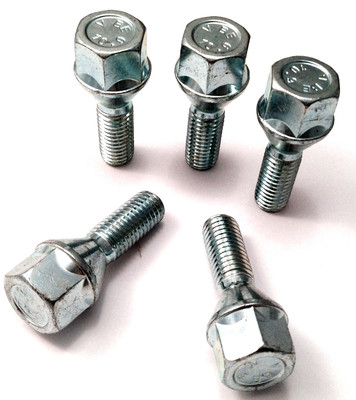 5 x Car wheel bolts. M12x1.75, Taper Seat, 28mm Thread length, 19mm Hex ...