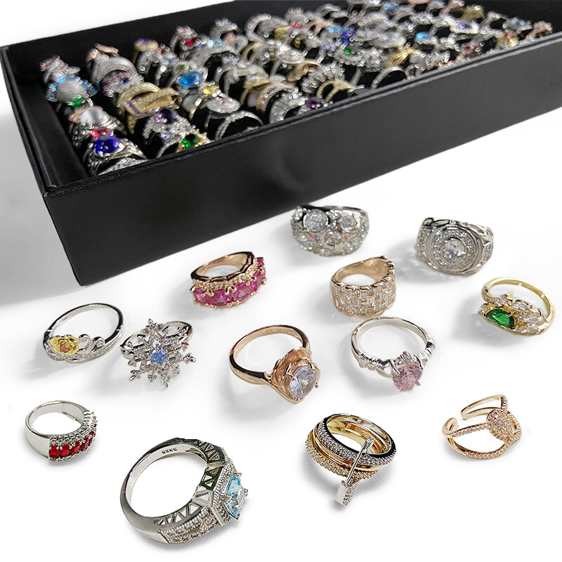 Wholesale Bulk Lot Women's Vintage Crystal Metal Jewelry Rings For ...