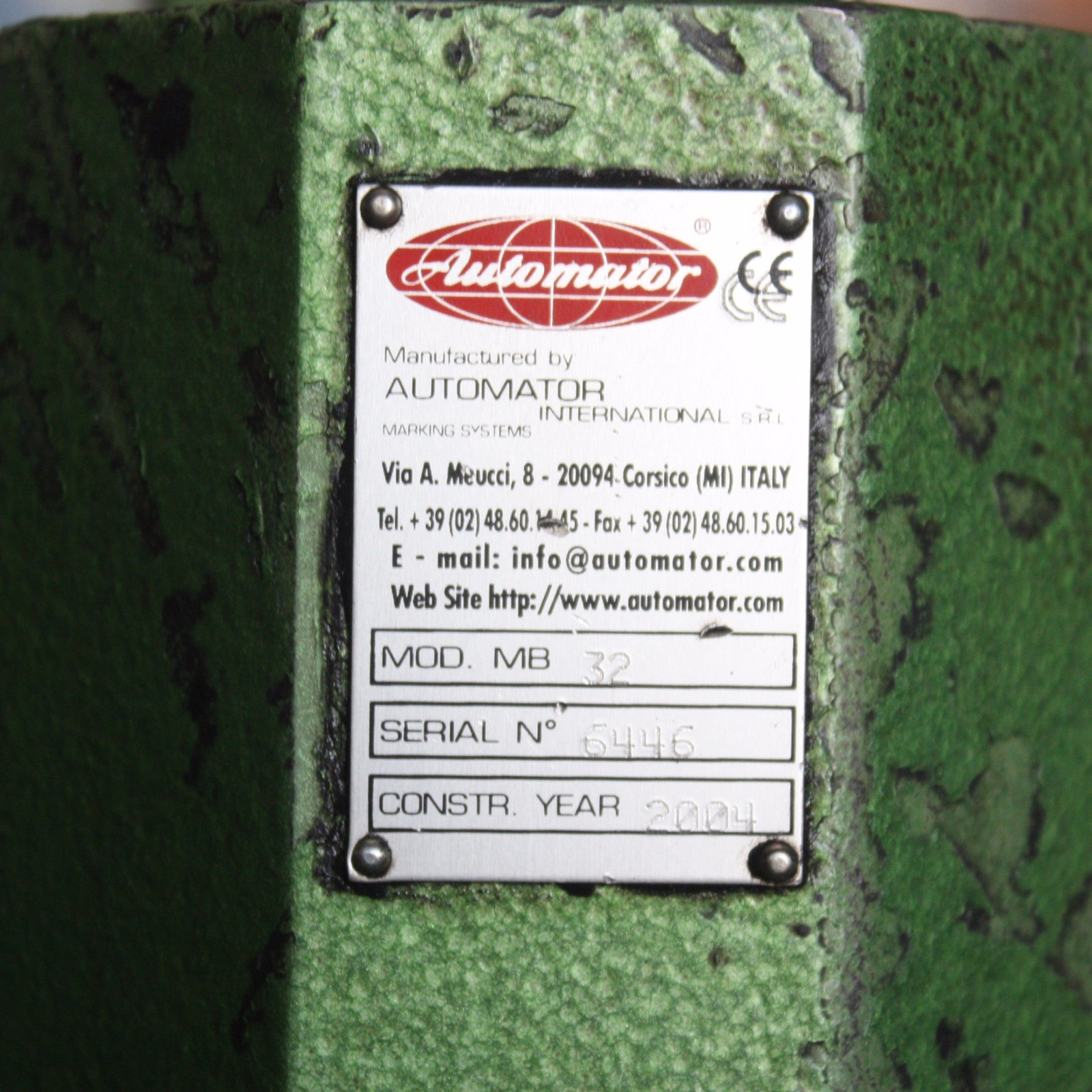 AUTOMATOR MOD MB 32 MANUAL IMPACT MACHINE PRESS SERIAL NUMBER STAMP ...