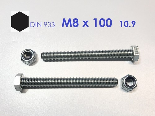 10 Stück Schraube ISO 4017 M8x100 10.9 verzinkt + Mutter M8 Kl.10 | eBay