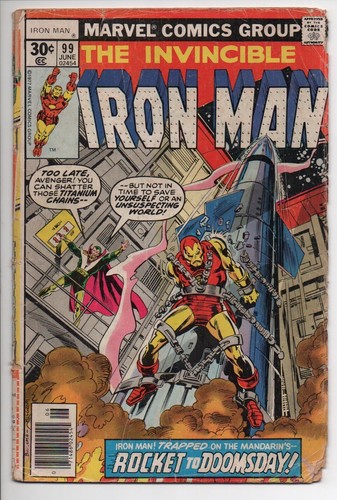 The Invincible Iron Man 99 Marvel Comic Book 1977 Mandarin Rocket To ...