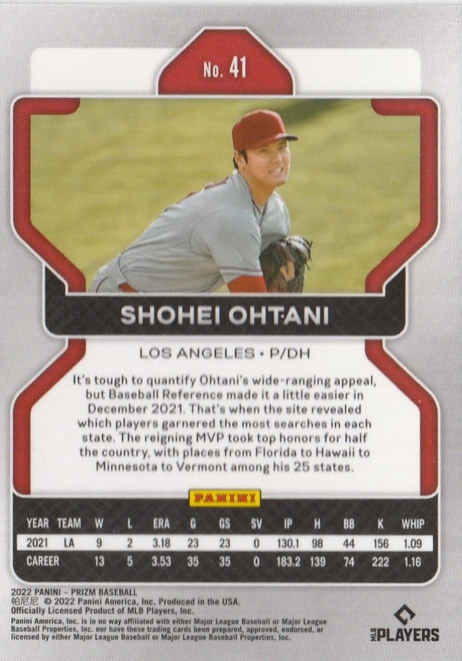 2022 Panini Prizm Shohei Ohtani Los Angeles Angels Baseball MLB #41 | eBay
